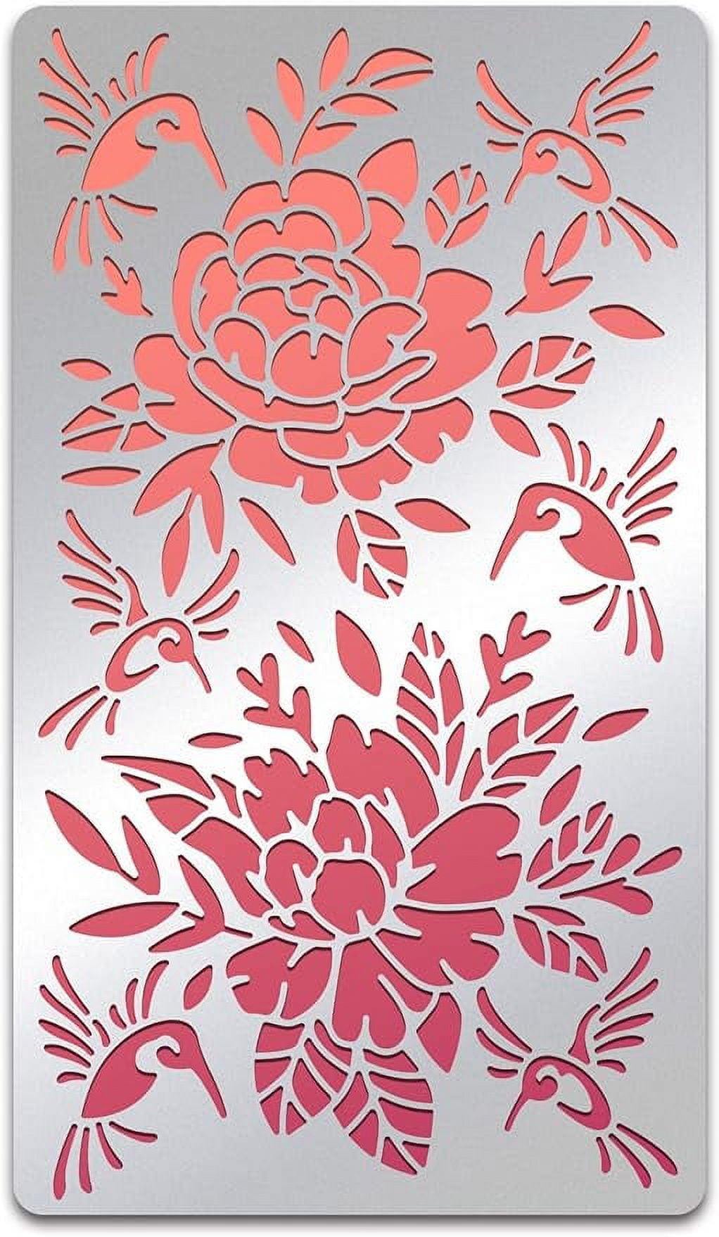 Floral Metal Stencils Flowers Birds Stainless Steel Stencil Template ...