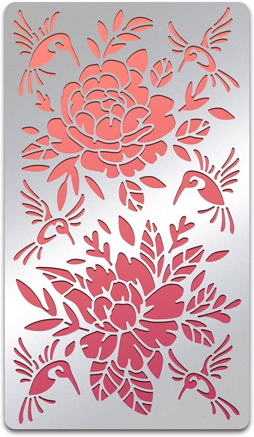 Floral Metal Stencils Flowers Birds Stainless Steel Stencil Template ...