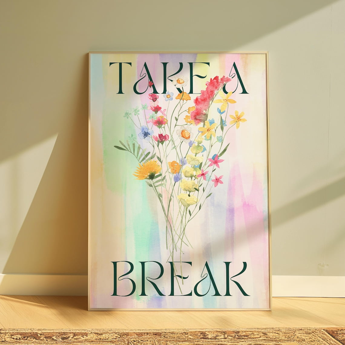 Floral Mindfulness Quote Wall Art, Unframed Canvas Size 24x36 - Walmart.com