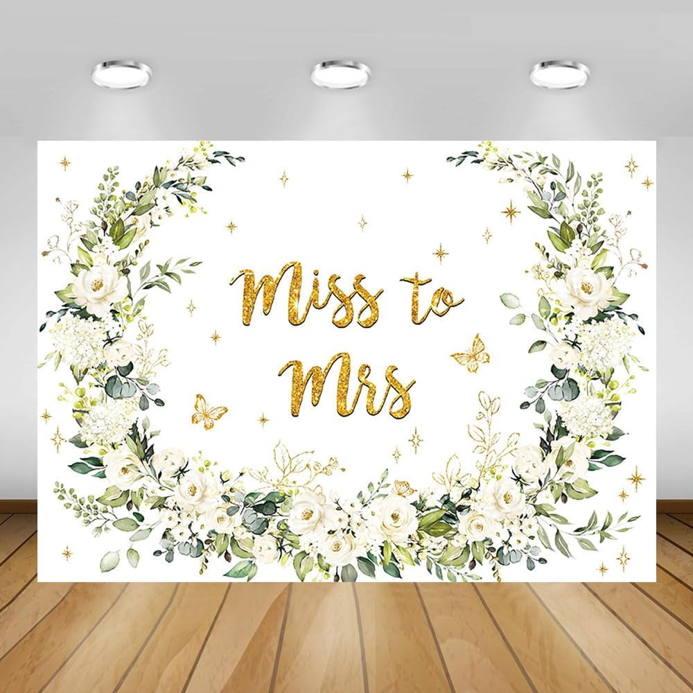 Floral Miss to Mrs Background Greenery White Floral Bridal Shower ...