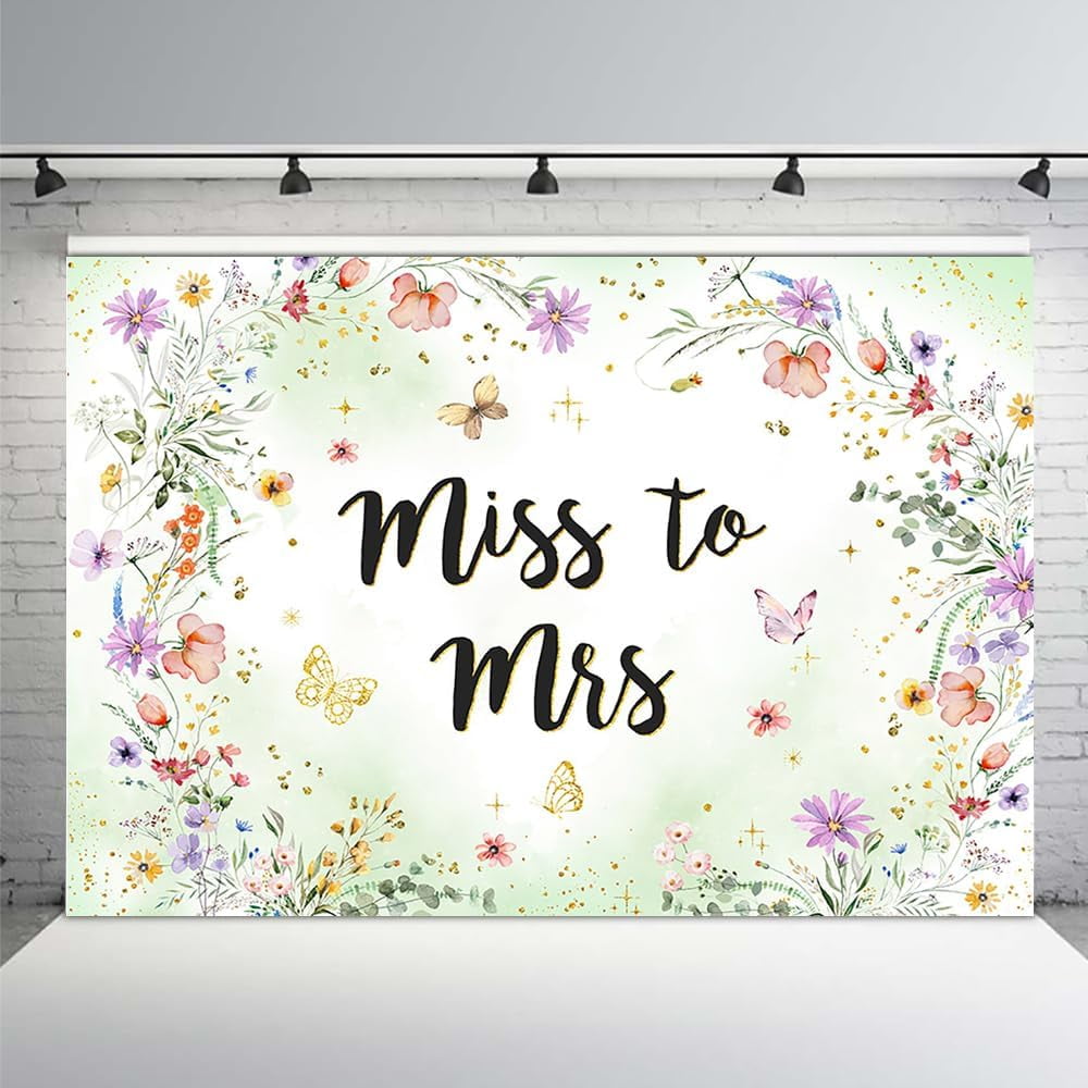 Floral Miss to Mrs Background Wildflower Bridal Shower Backdrop Fall in ...