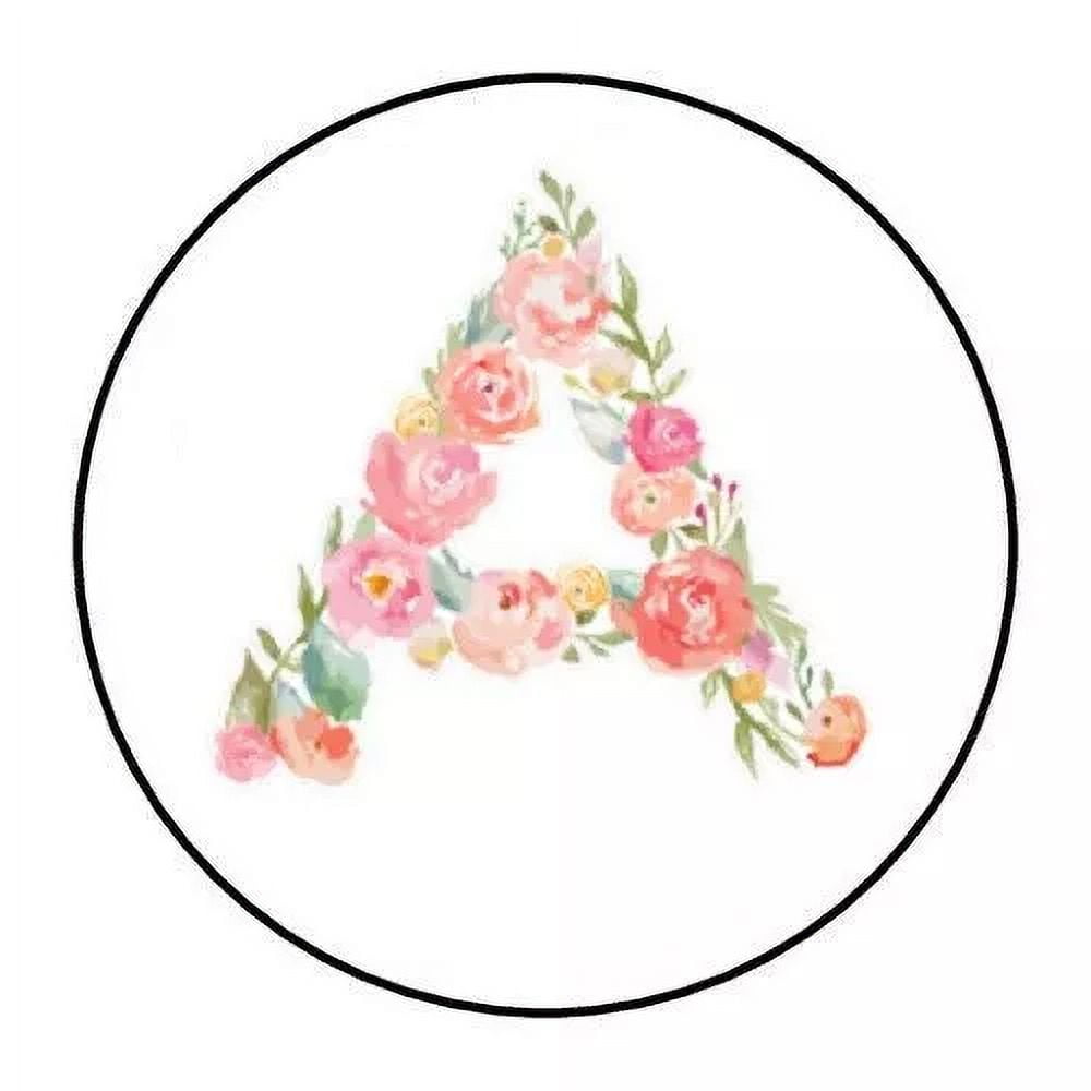 Floral Monogram Letter Stickers Party Favor Phone Decal Water Bottle ...