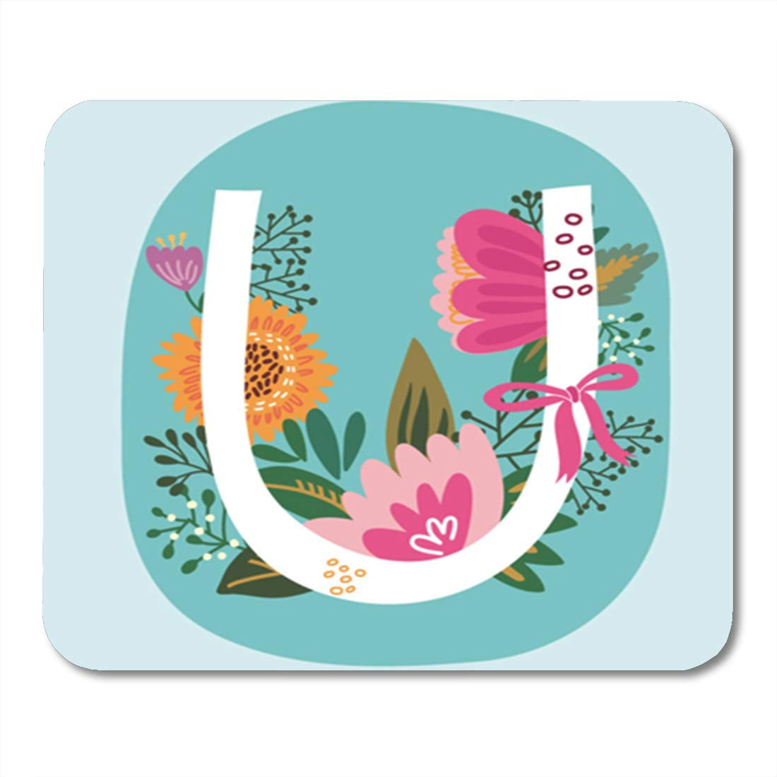 Floral Monogram Vintage Amazing Flowers Letters U of Flyers Mousepad ...