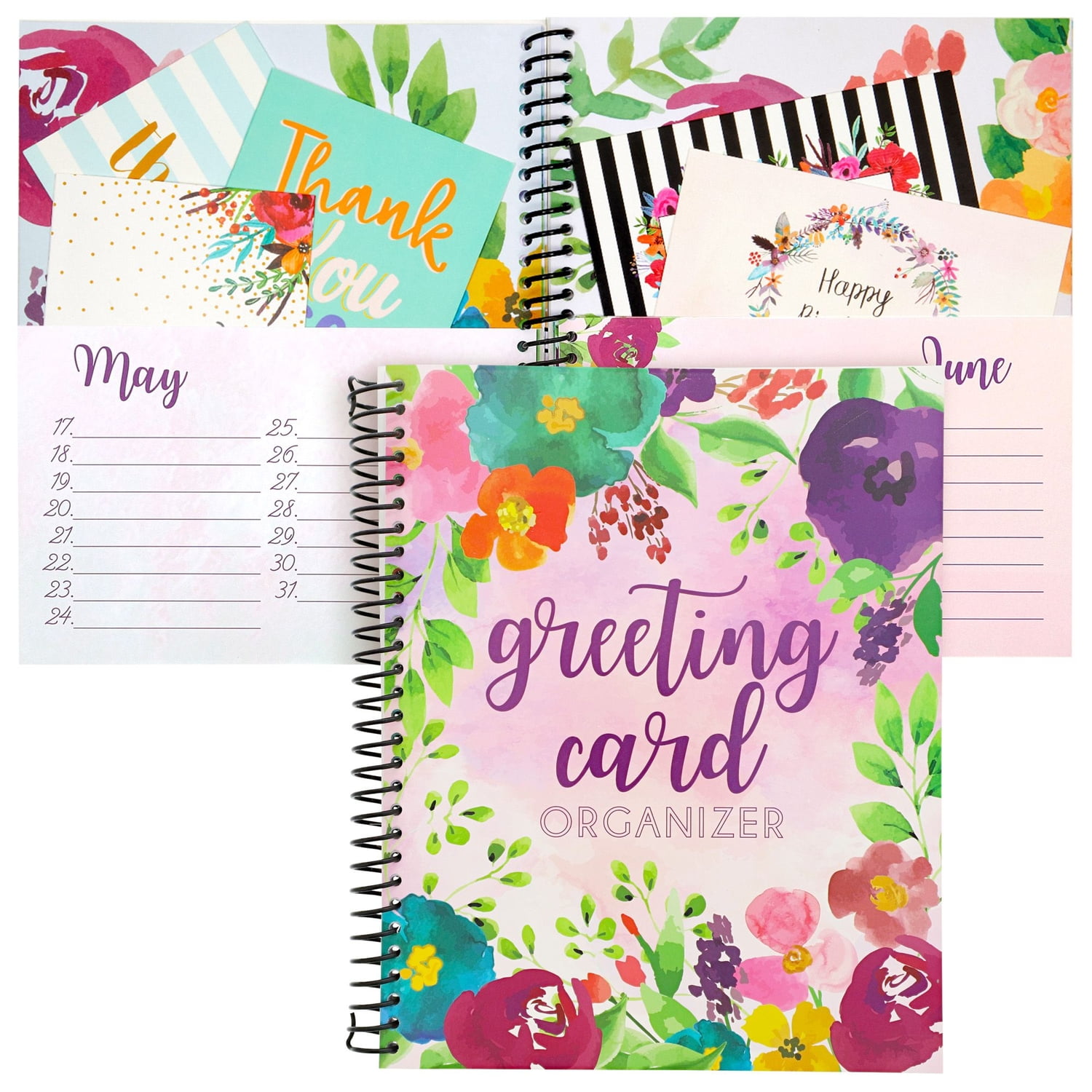 Paper Junkie, Floral Month Greeting Card Organizer Book, 8.5 x 10 In ...