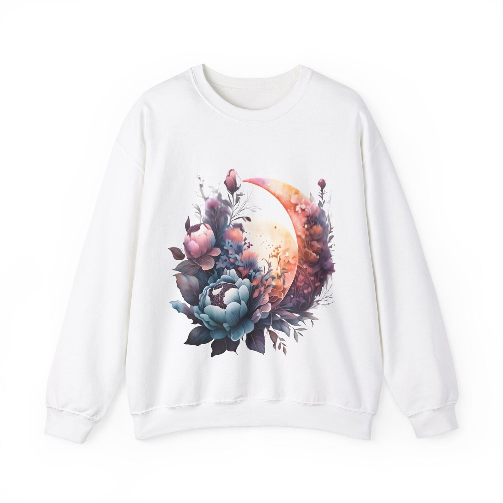 Floral Moon Sweatshirt Moon Sweater Celestial Crewneck Yoga Spiritual ...