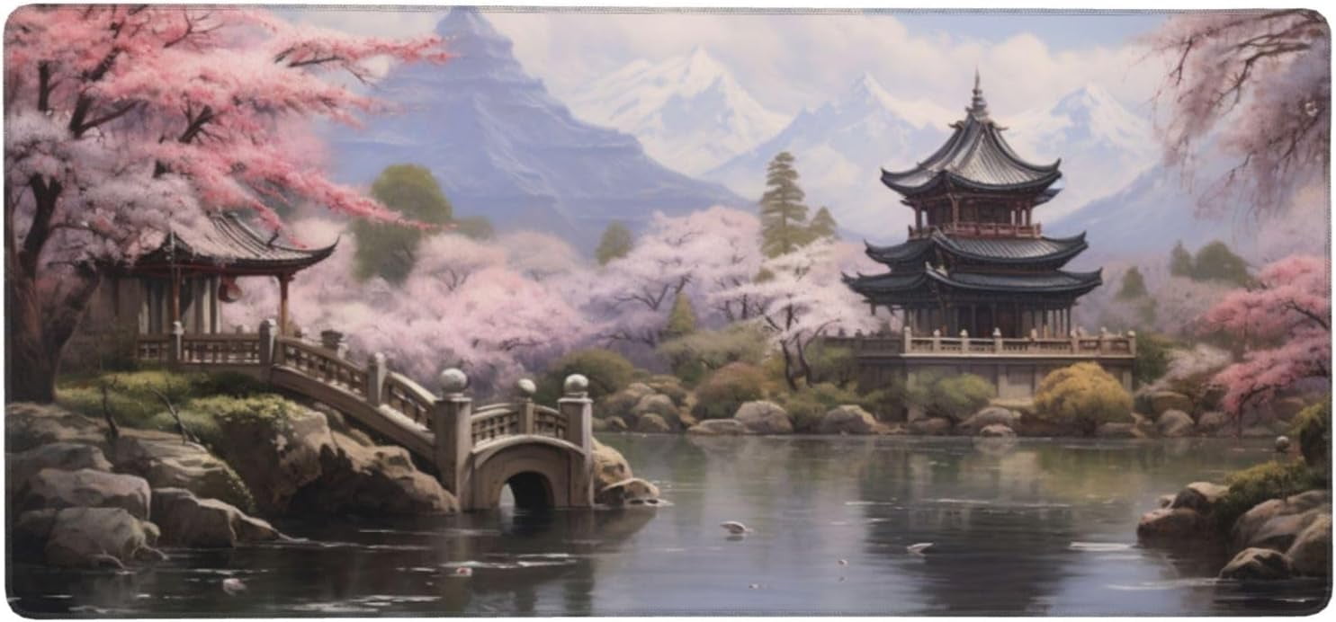 Floral Mountain Lake Mouse Pad - Mountains Gaming Mouse Pad Pavilion ...