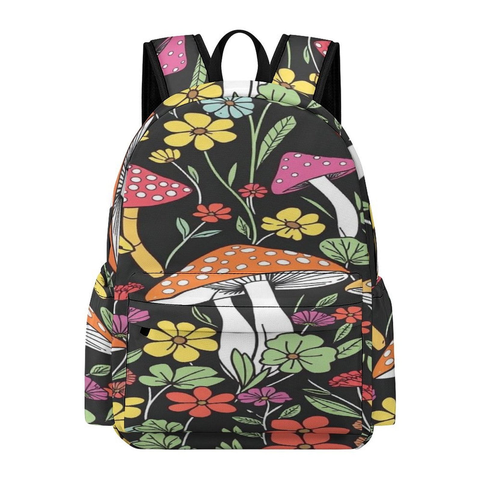 Floral Mushroom Pattern Book Bag Men Backpack For Teen Large Capacity ...