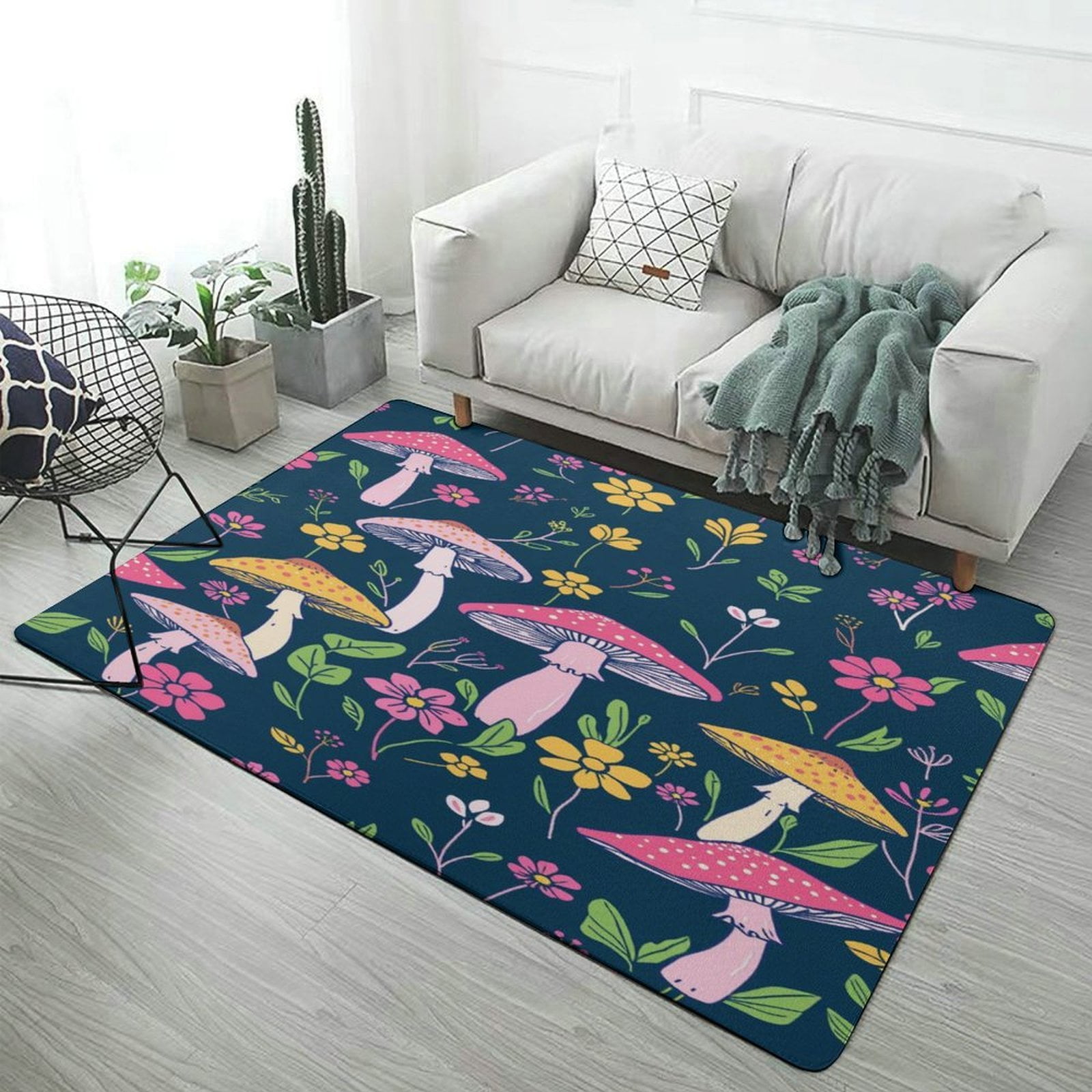 Floral Mushroom Pattern Carpet Rug for Home Living Room Bedroom Sofa ...