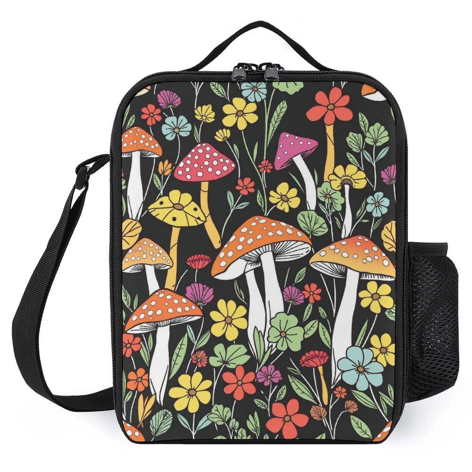 Floral Mushroom Pattern Messenger Bag Cartoon Teenage Crossbody Bag ...