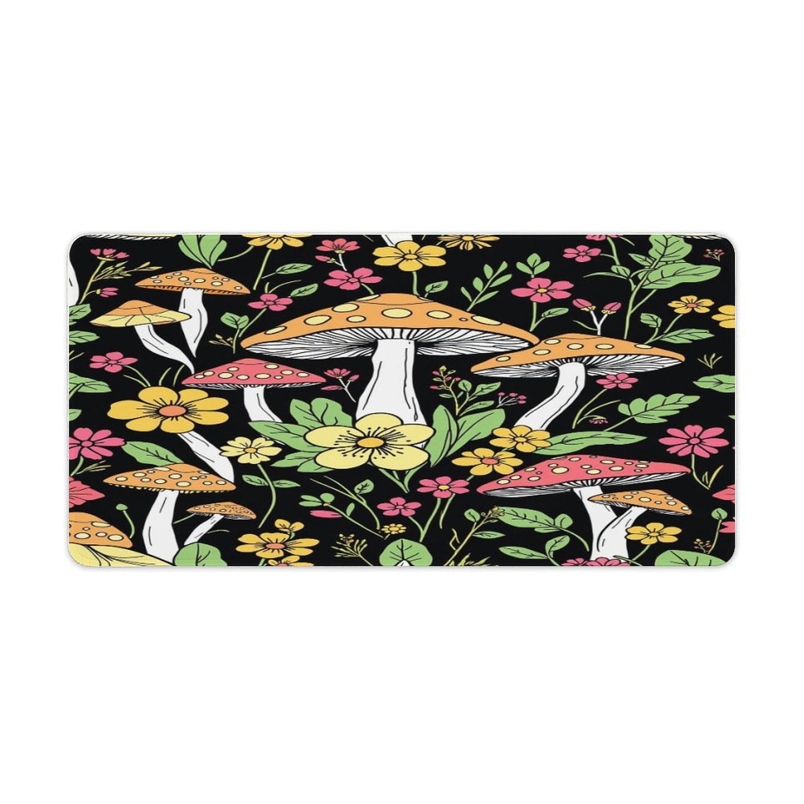 Floral Mushroom Pattern Mousepad Gamer Desk Mat Large Keyboard Pad ...