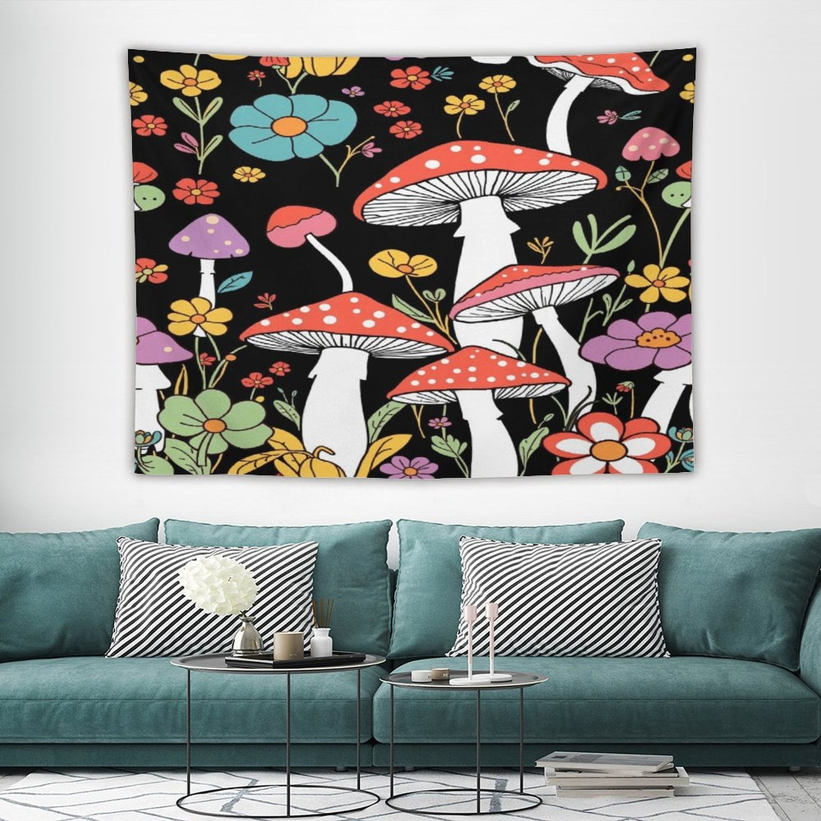 Floral Mushroom Pattern Wall Tapestry Poster Mall Hanging Background ...