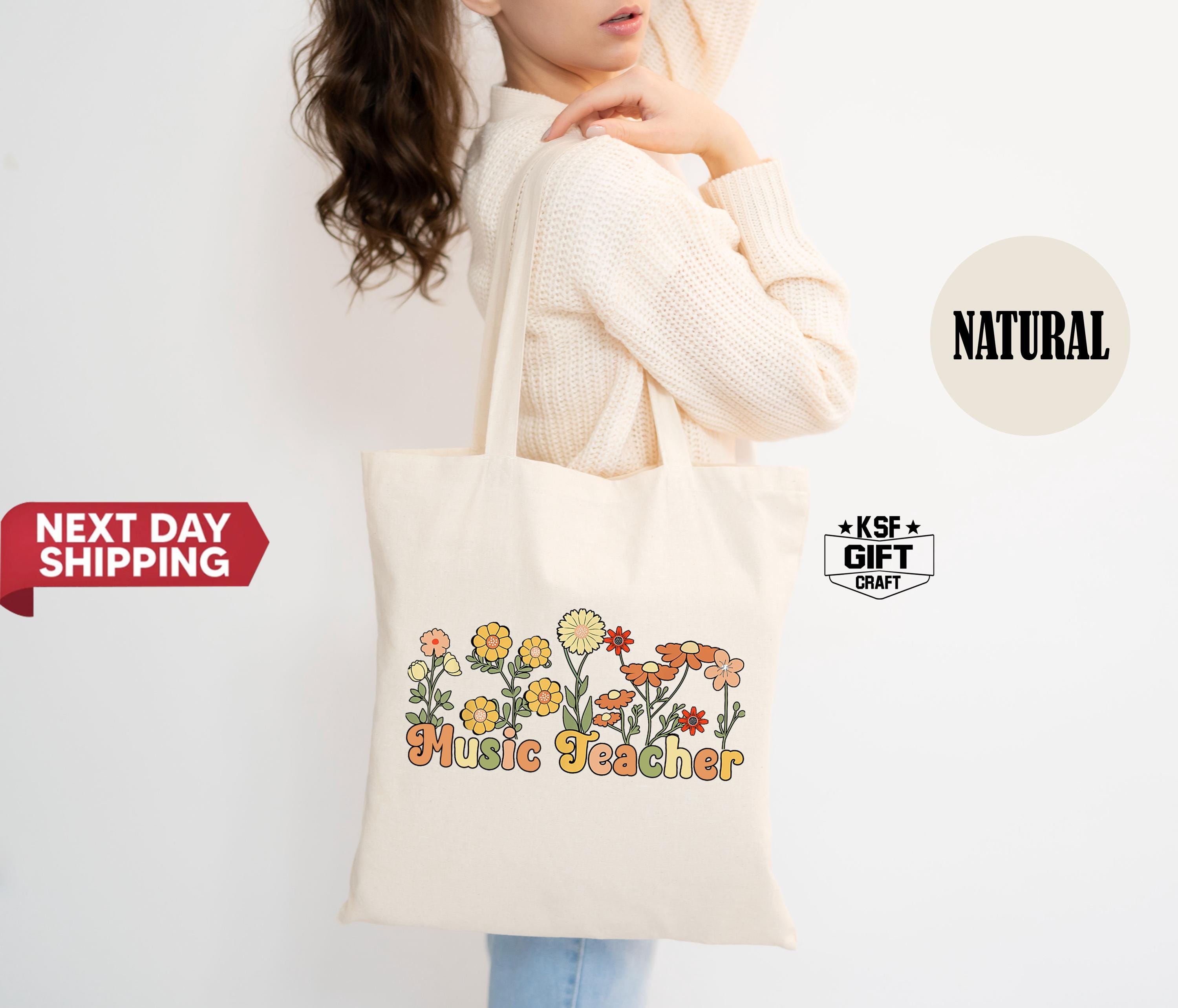 Floral Music Teacher Tote Bag - Music, Teacher, Choir, Gifts for ...