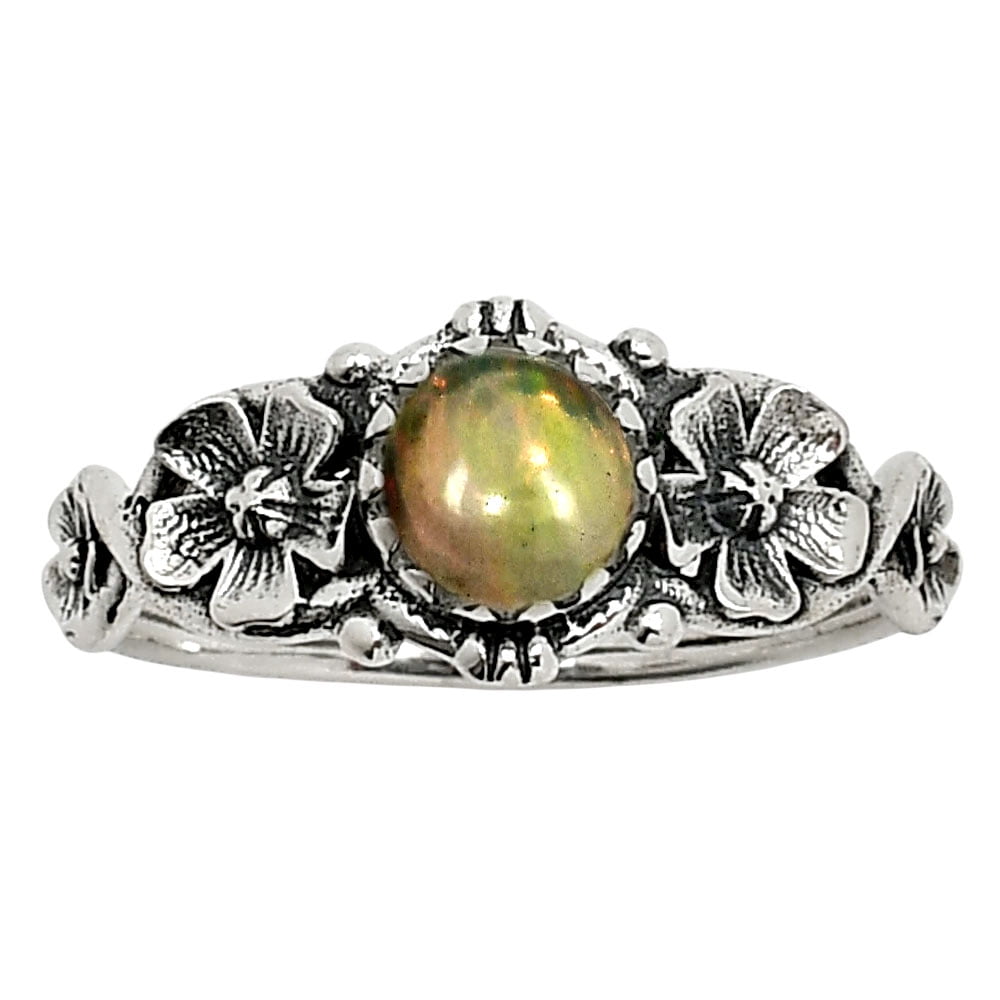 Floral - Natural Ethiopian Opal 925 Sterling Silver Ring s.6 Jewelry R ...