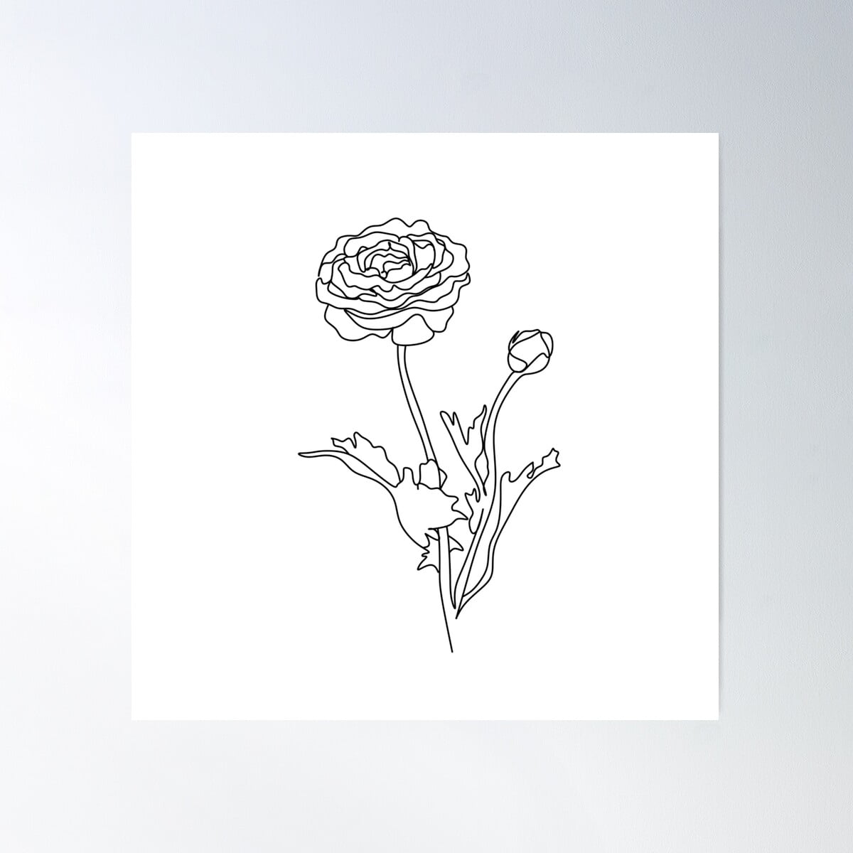 Floral Nature Line Drawing. Flower Line Illustration. Line Art. One ...