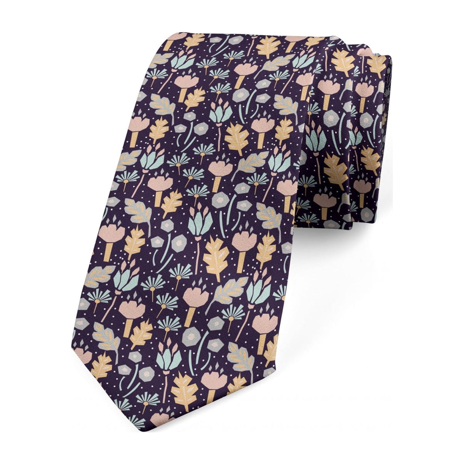 Floral Necktie, Cutout Pattern of Flowers, Dress Tie, 3.7", Multicolor ...
