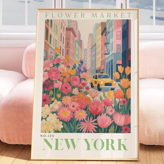 Floral New York Print Poster, New York Poster, New York Wall Art ...