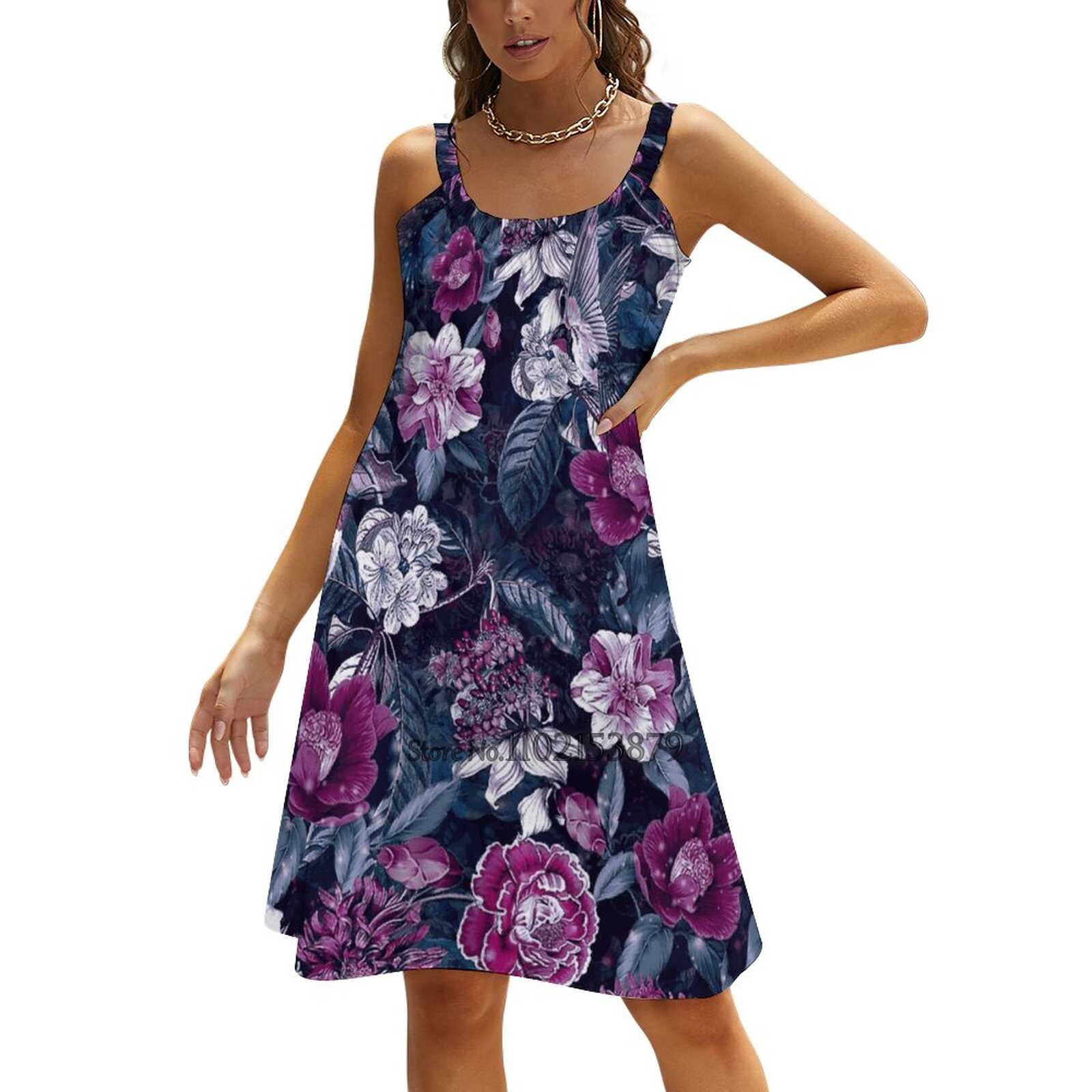 Floral Night Back Lacing Backless Dress Square Neck Dress Fashion ...