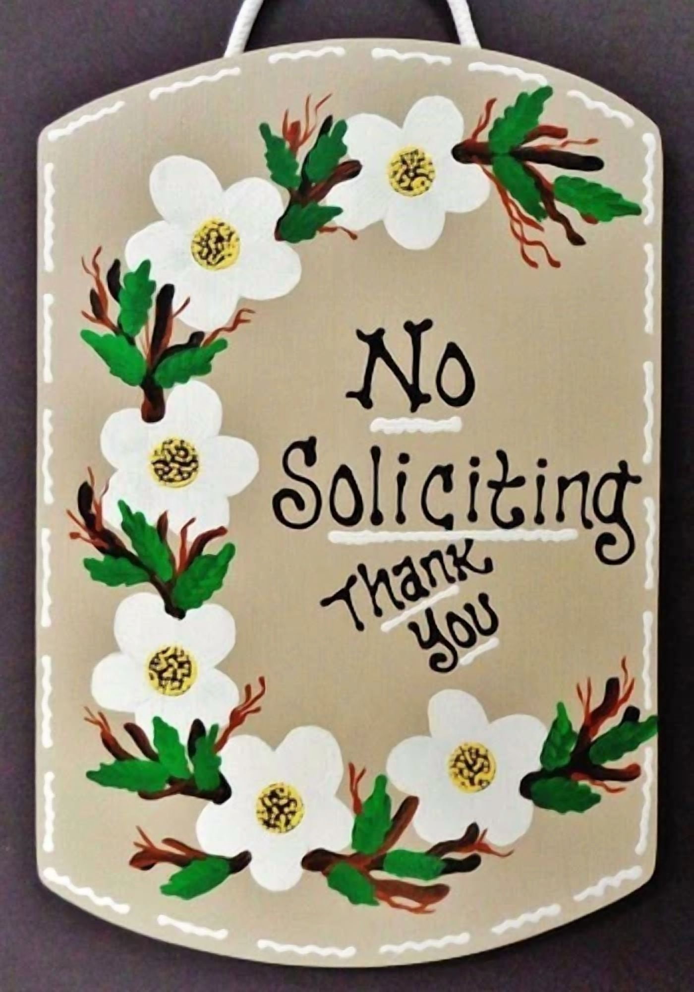 Floral No Soliciting Sign Door Wall Country Hanger Plaque Wood Crafts ...
