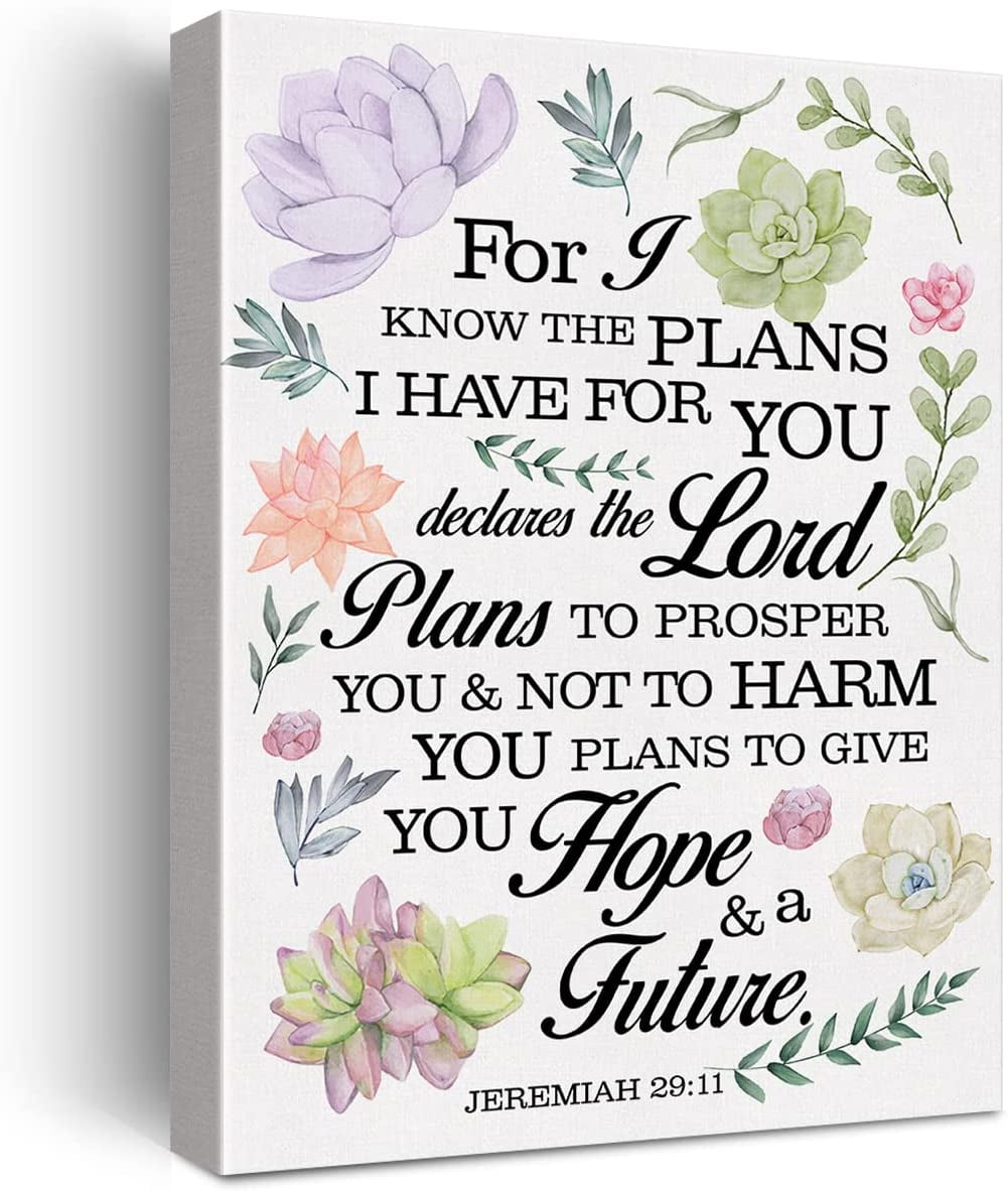 Floral Nursery Bible Verse Print Home Decor Jeremiah 29:11 Scripture ...
