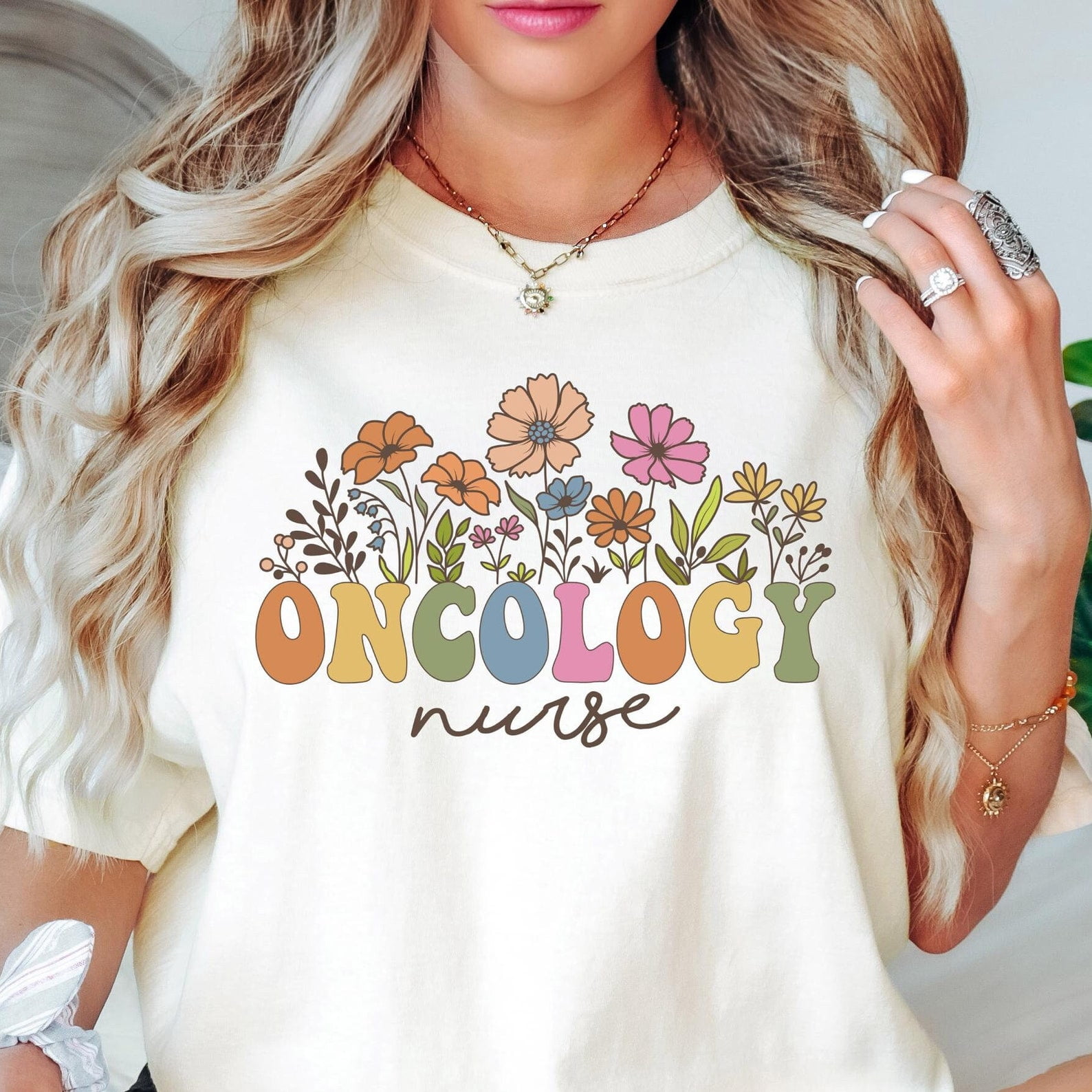 Floral Oncology Nurse T-Shirt - Funny Nurse Gift, Nurse Appreciation ...