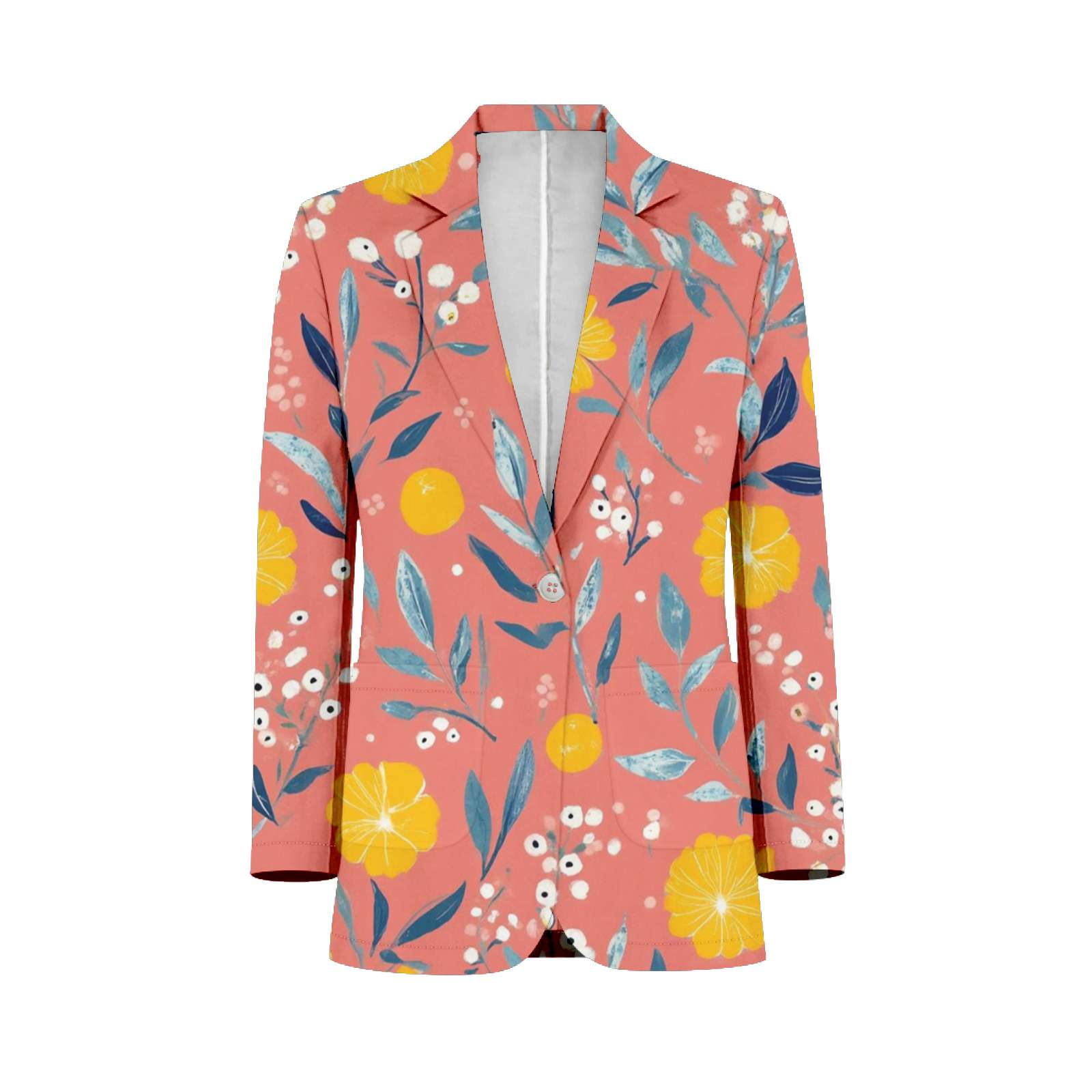 Floral Orange Coral Pattern Design Mens Suits Shawl Collar Slim Fit ...