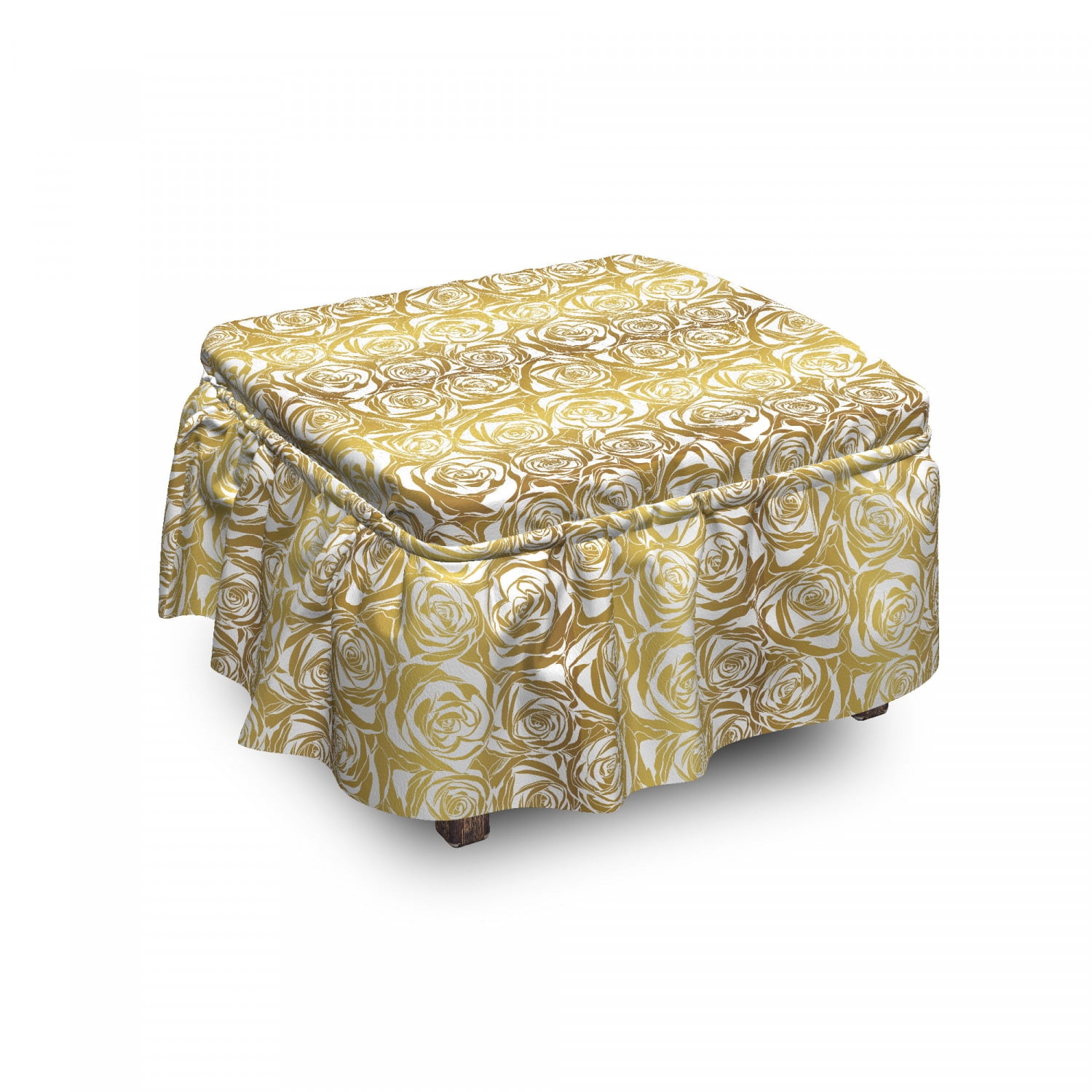 Floral Ottoman Cover, Dreamy Roses Pattern Modern, 2 Piece Slipcover ...