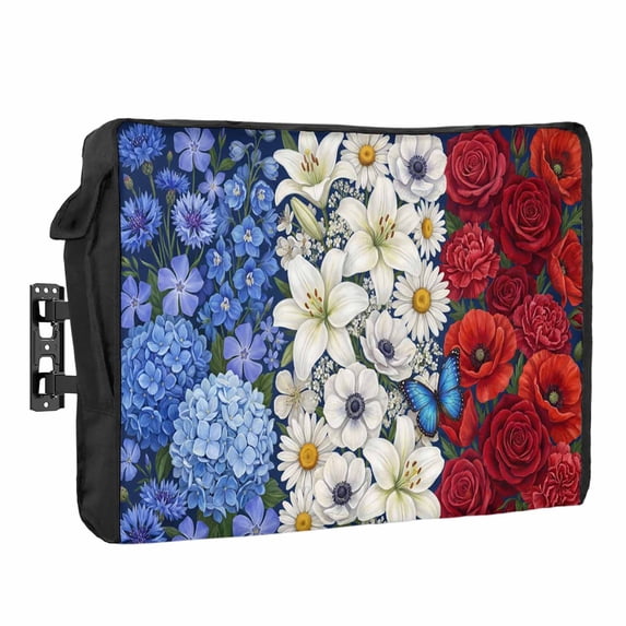 Floral Outdoor TV Cover Watercolor Blue White Red Flowers French Flag ...