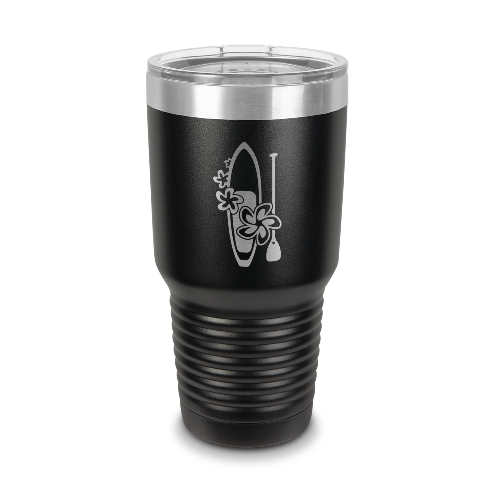 Floral Paddle Board Tumbler 30 oz - Laser Engraved w/ Clear Lid ...