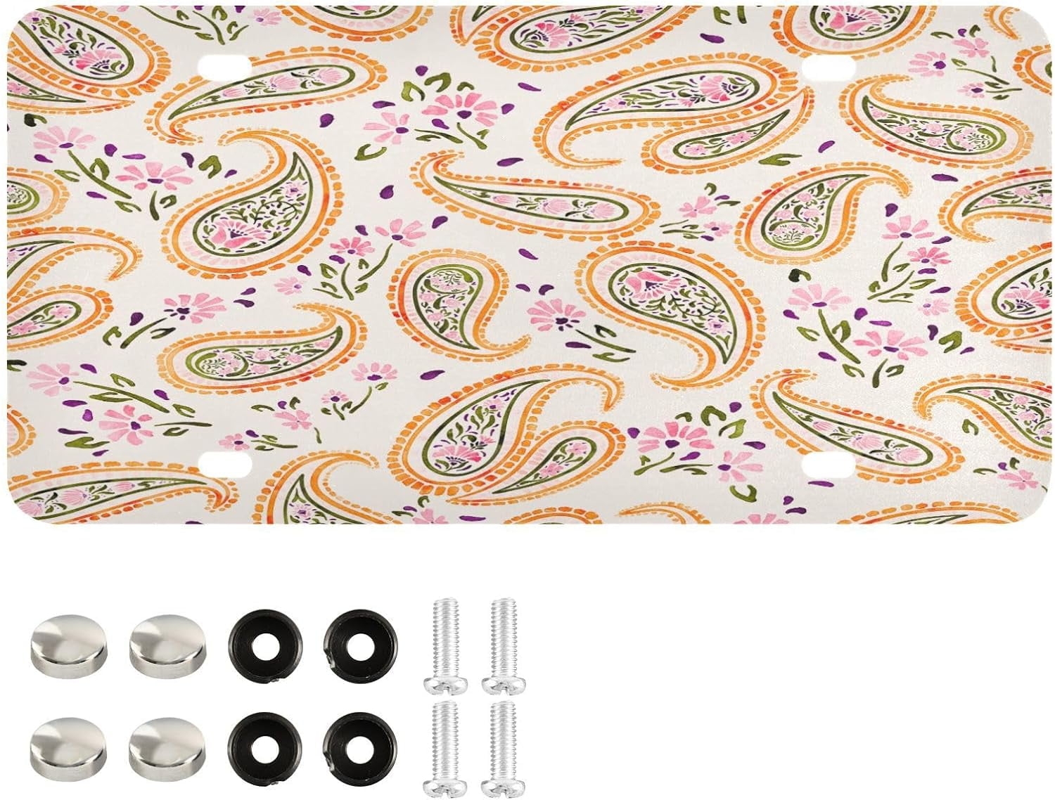 Floral Paisley License Plates Front License Plate Covers Metal Car Tag ...