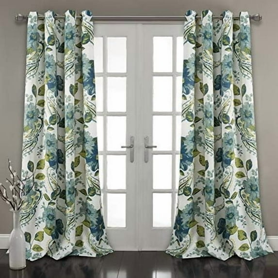 Floral Paisley Light Filtering Window Curtain Panel Pair, 52"W x 95"L ...