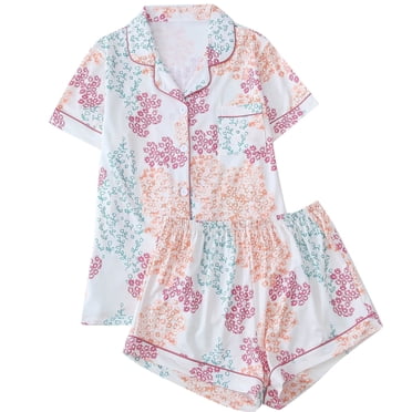 Women Pajamas Set Long Sleeve Button Down Sleepwear 2 Piece Loungewear ...