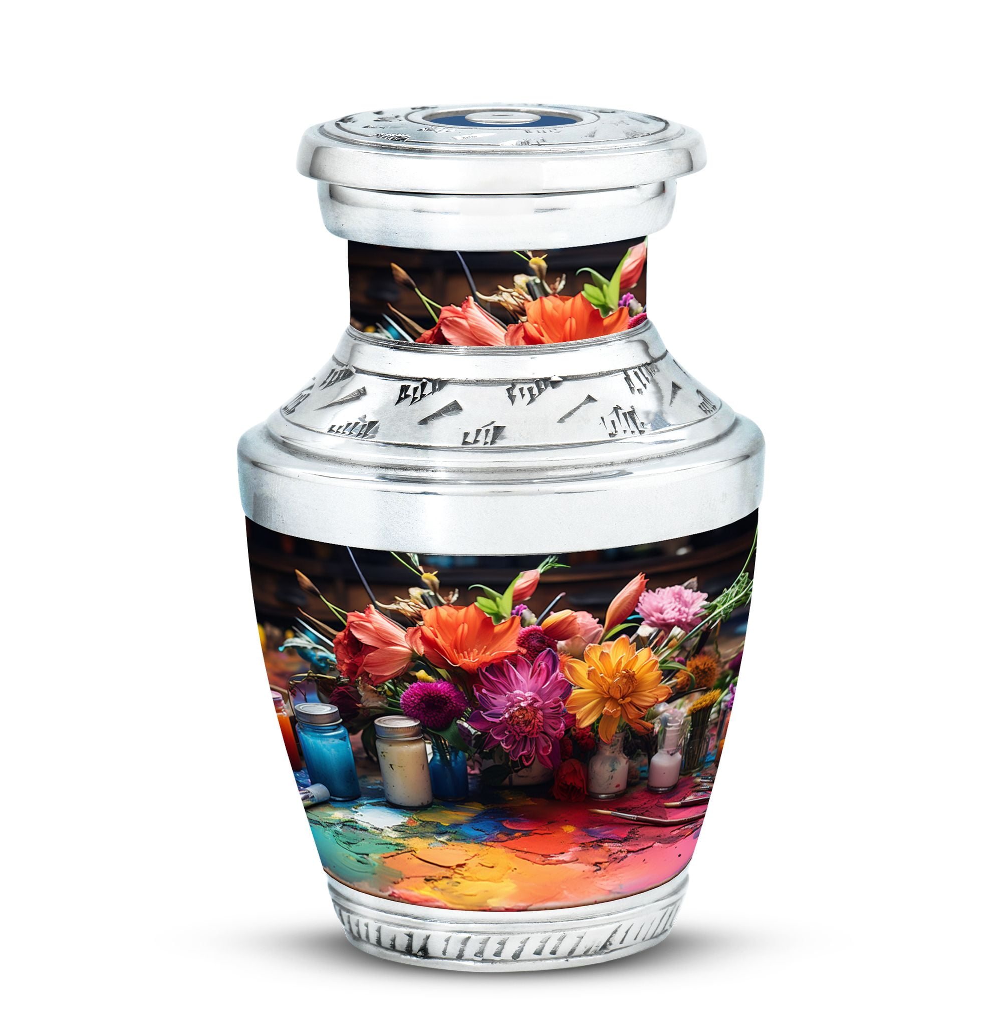 Floral Palette Explosion Tiny Ashes Keepsake - Sleek Mini Urn for Adult ...