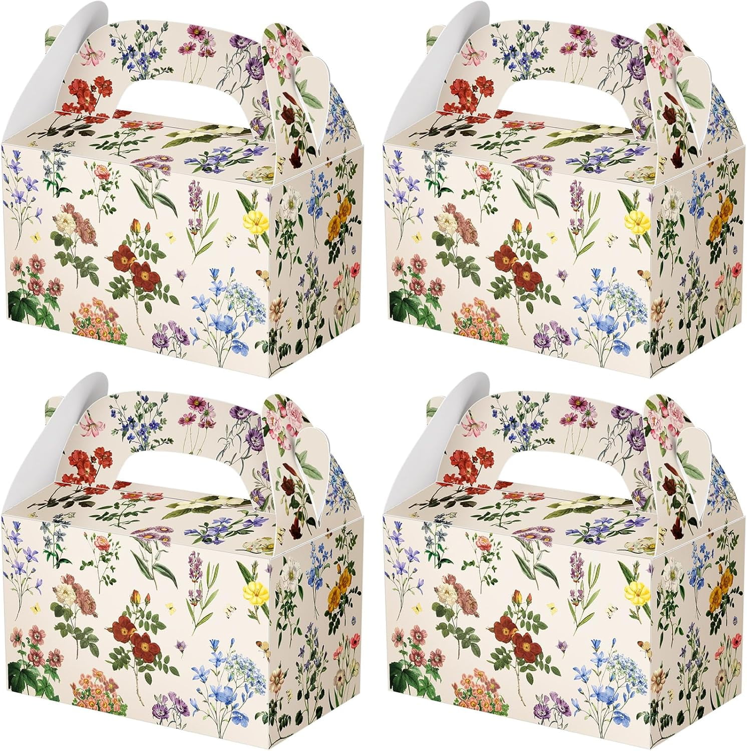 Floral Paper Gift Boxes Party Favor Gift Gable Boxes with Chinoiserie ...