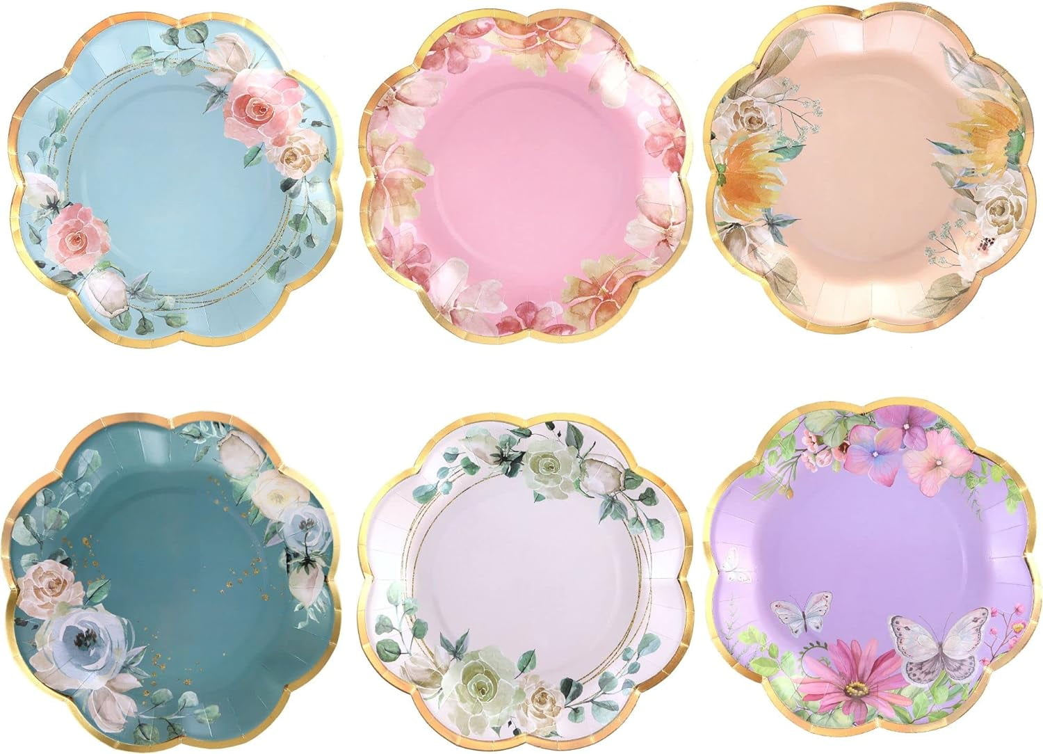 Floral Paper Plates - 48 PK - 9 Inch Flower Party Plates Floral ...