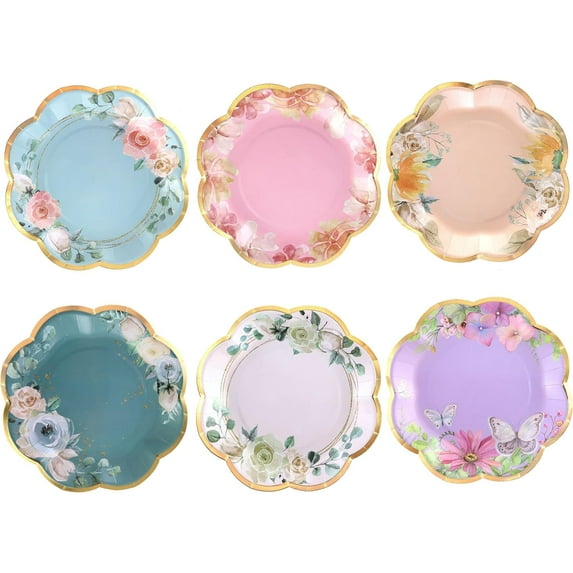 Floral Paper Plates - 48 PK - 9 Inch Flower Party Plates Floral ...