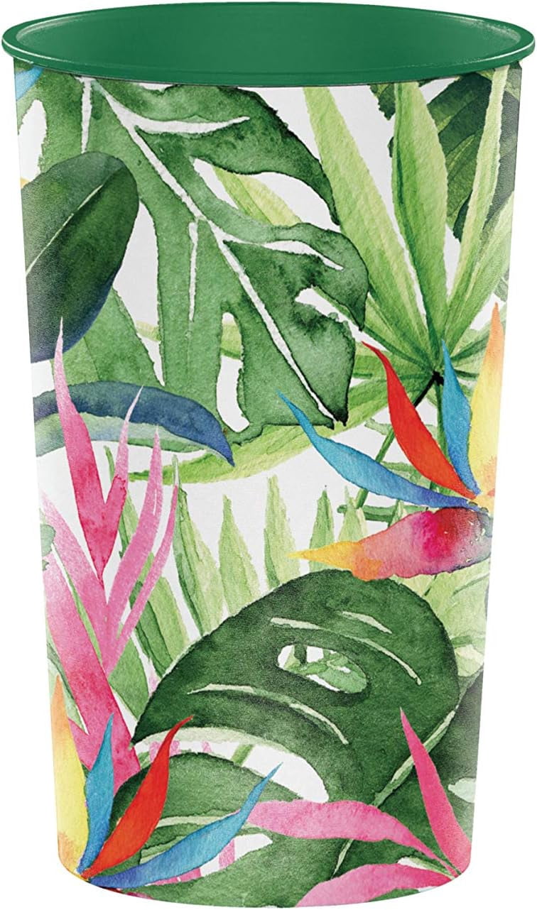 Floral Paradise Tropical Beach Summer Luau Party Favor 22 oz. Plastic ...