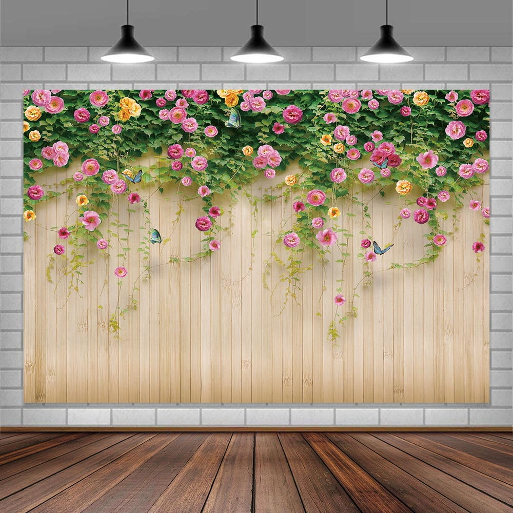 Floral Party Backdrop,7X5Ft Rosemary Flower With Butterfly Rustic ...