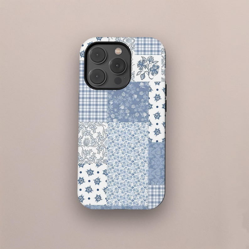 Floral Patchwork Quilt Collage Phone Case, Cottagecore Aesthetic with ...