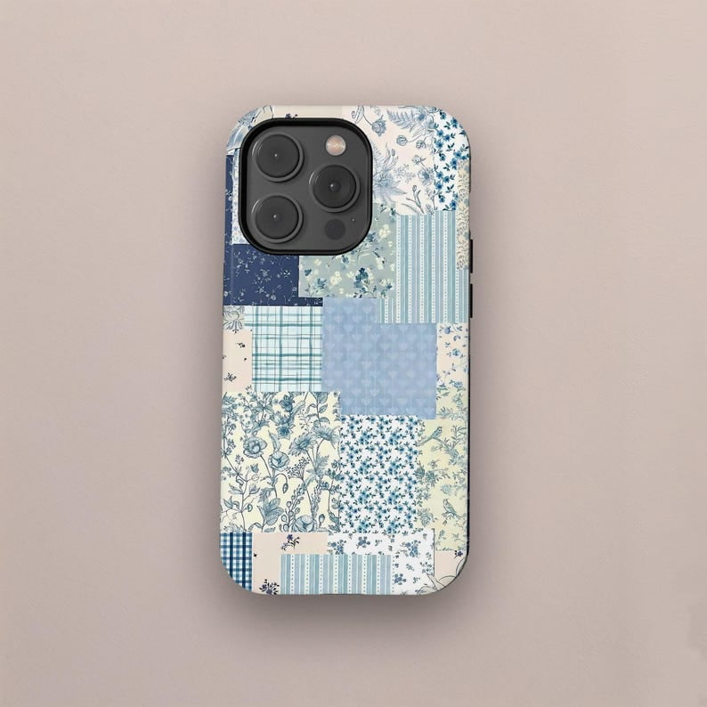 Floral Patchwork Quilt Retro Collage Phone Case for iPhone 11 12 13 14 ...