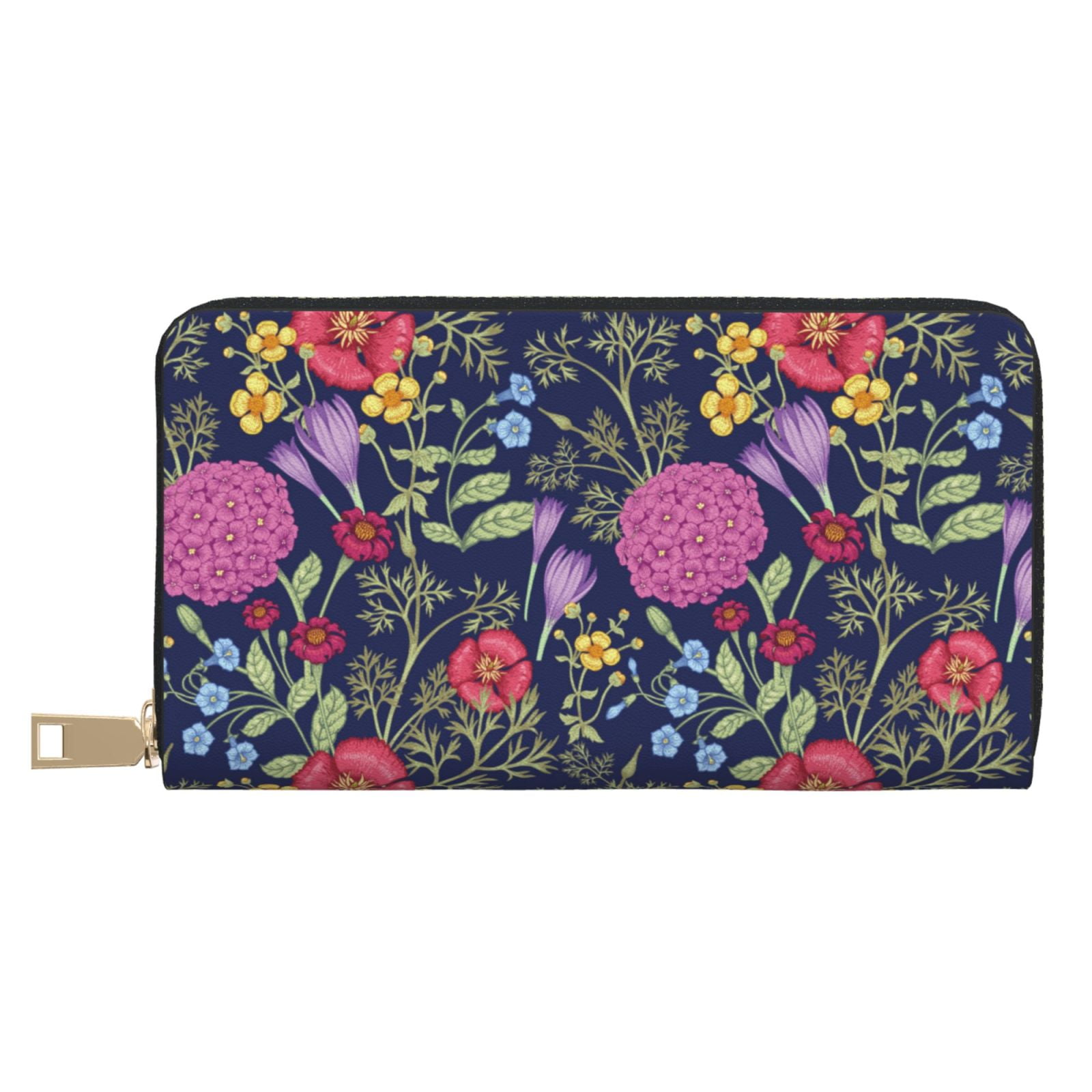 Floral Pattern A Wallet Women, Leather Bifold Multi Card Wallet, Women ...