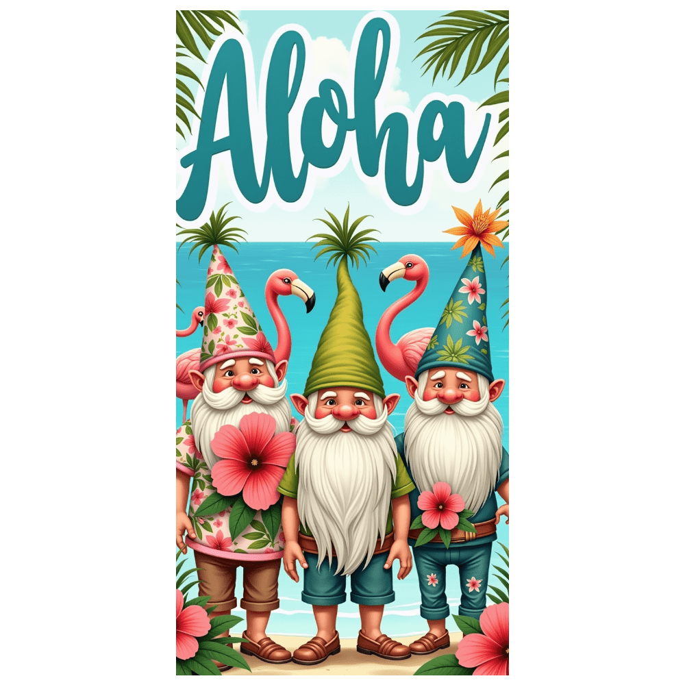 Floral Pattern Aloha Banner Colorful Gnomes Vibrant Flamingos Tropical ...
