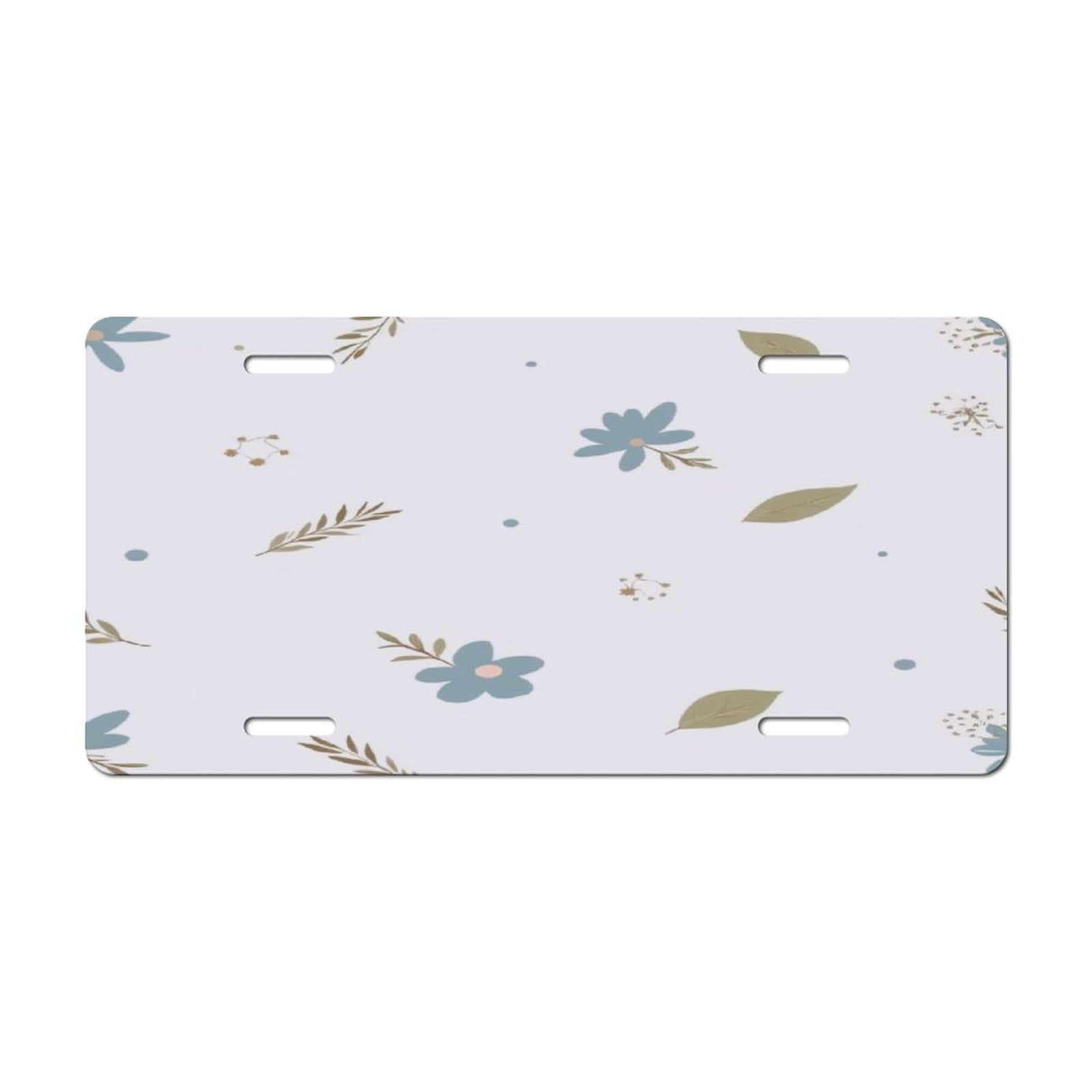 Floral Pattern with Blue Flowers And Leaves Car Decorative Front ...