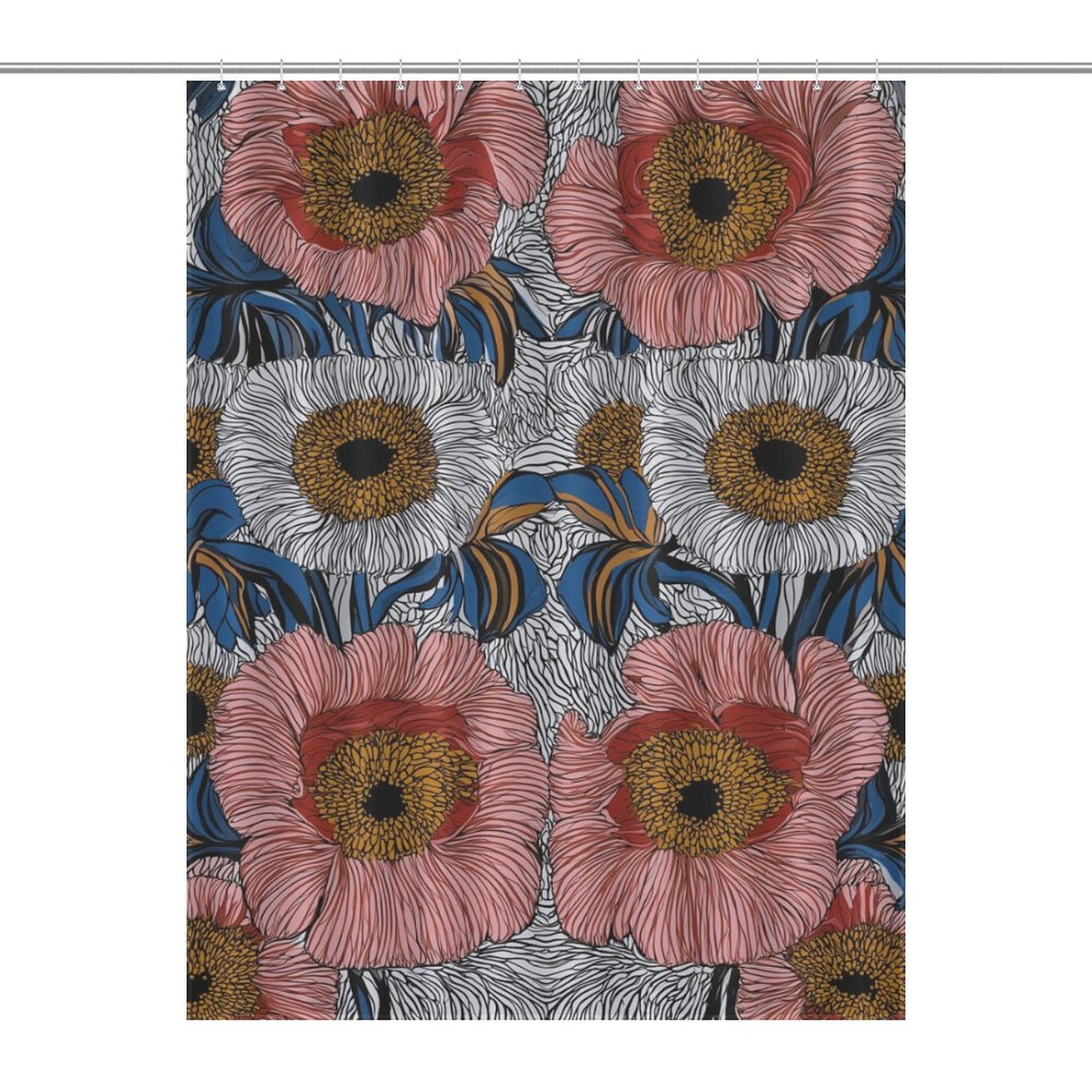 Floral Pattern Bold Colors Textured Design Shower Curtain , Enchanted ...