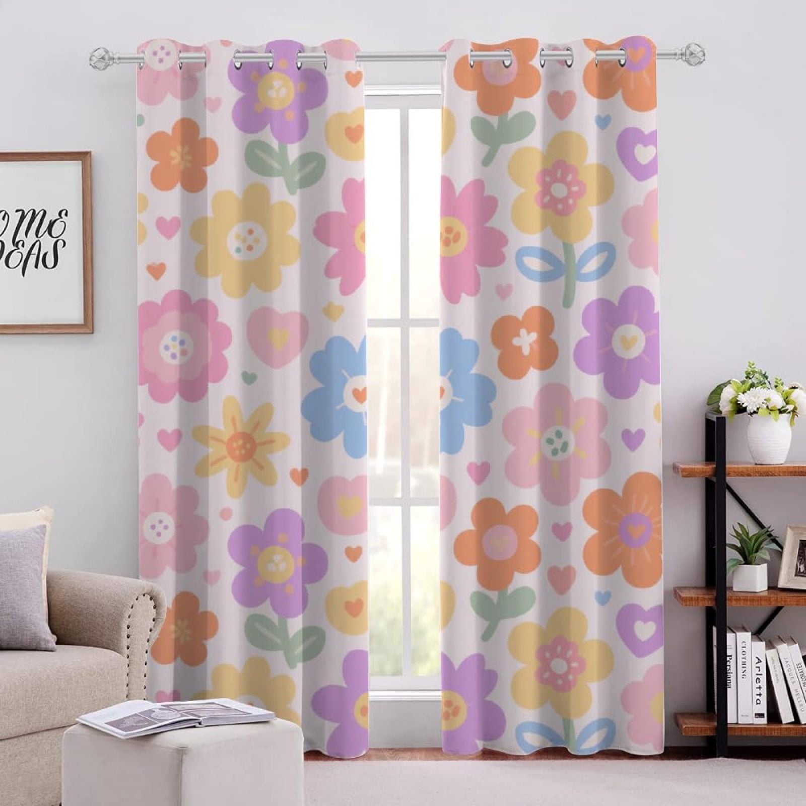 Floral Pattern Curtains For Windows - Heart Pattern Window Curtains ...