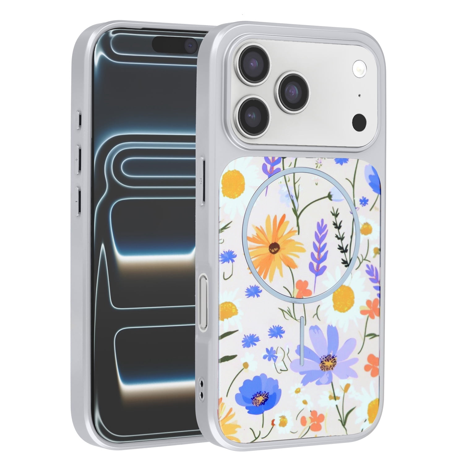 Floral Pattern Dual Layer MagSafe Cover for iPhone 17 Pro Max - Beige ...