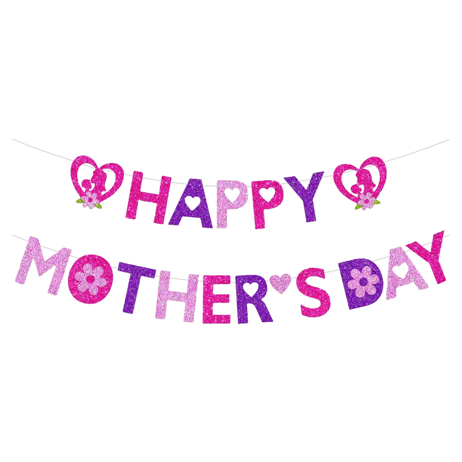 Floral Pattern Happy Mother's Day Banner Mom Ever Bunting Garland ...