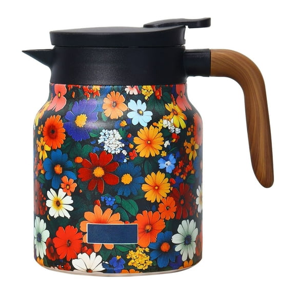 Floral Pattern Insulated Stainless Steel Teapot with Built-In Infuser ...