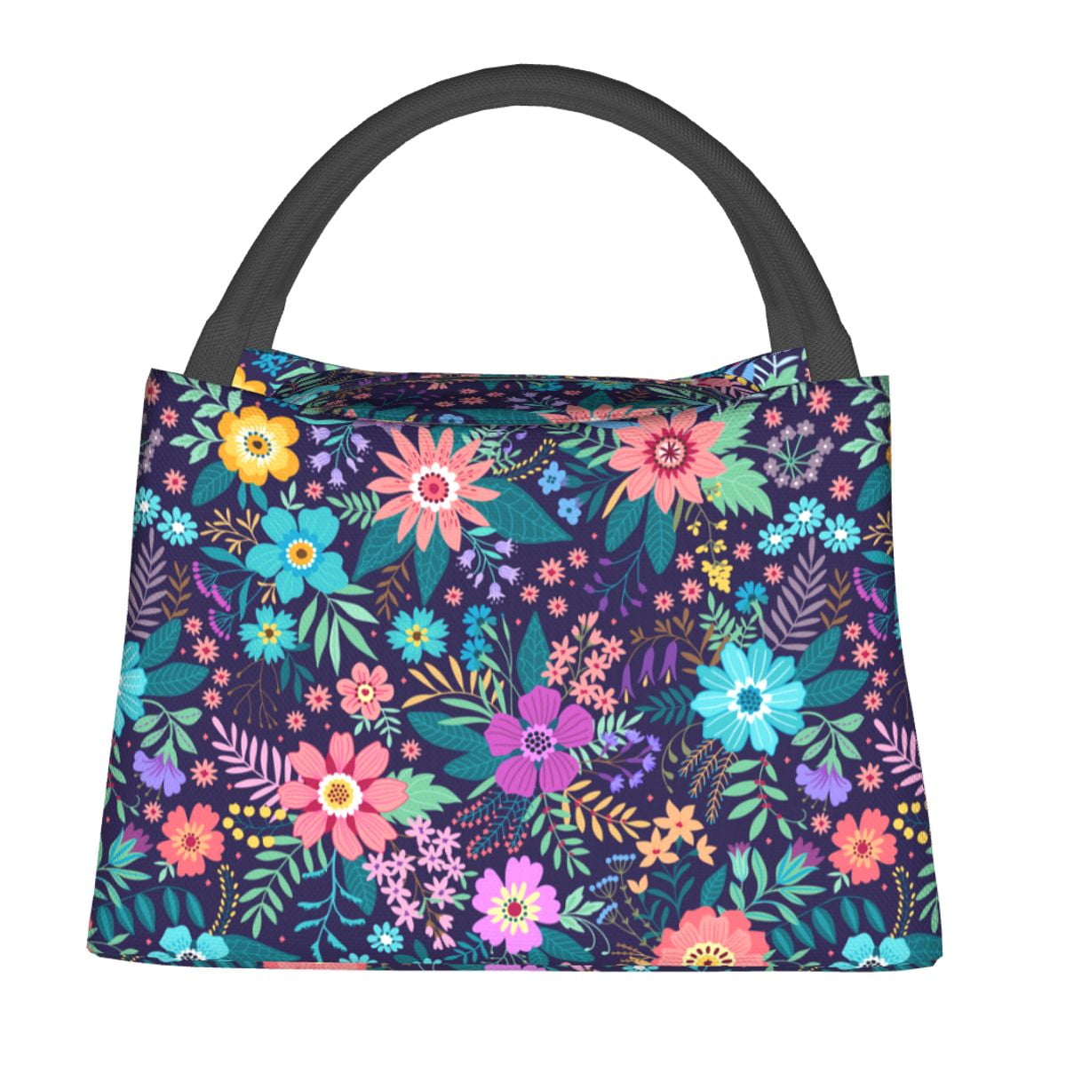 Floral Pattern Lunch Bag Exotic Leaves Portable Insulated Lunch Box ...