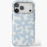 Floral Pattern Pale Pastel Baby Blue iPhone Case 11 to 17 Pro Max ...