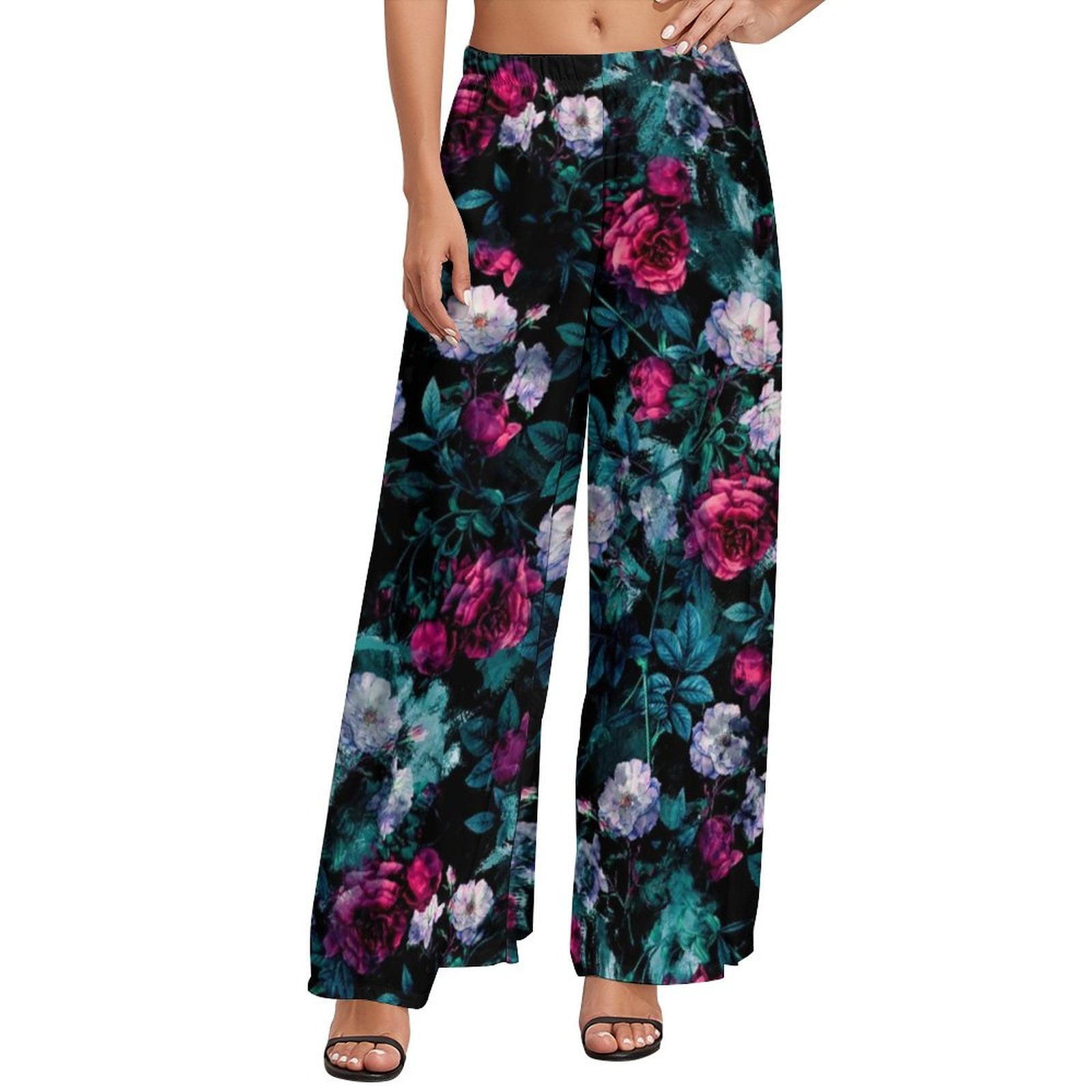 Floral Pattern Pants Women Night Garden Vintage Aesthetic Pattern ...